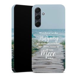 DeinDesign Galaxy A55 5G Handy Premium Case Smartphone Handyh&uuml;lle Schutzh&uuml;lle matt Statement Beach Spruch Premium Case