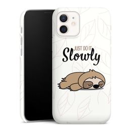 DeinDesign iPhone 12 Handy Premium Case Smartphone Handyh&uuml;lle Schutzh&uuml;lle matt Animals Sloth Lazy Sunday Premium Case