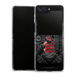 DeinDesign Galaxy Z Flip 5 Handy Hard Case Schutzh&uuml;lle transparent Smartphone Handy H&uuml;lle Black Ice Merchandise Acdc Hard Case