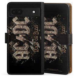 DeinDesign Google Pixel 6a Handy Klapph&uuml;lle Handyh&uuml;lle aus Kunst Leder schwarz Flip Case Rock Or Bust Official Licensed Product Acdc Sideflip mit langer Lasche