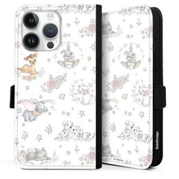 DeinDesign iPhone 14 Pro Max Handy Klapph&uuml;lle Handyh&uuml;lle aus Kunst Leder schwarz Flip Case Disney Dumbo Bambi Sideflip mit Lasche