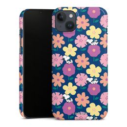 DeinDesign iPhone 14 Plus Handy Premium Case Smartphone Handyh&uuml;lle Schutzh&uuml;lle gl&auml;nzend Muster Snoopy Flowers Premium Case