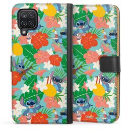 DeinDesign Galaxy A12 Handy Klapph&uuml;lle Handyh&uuml;lle aus Kunst Leder schwarz Flip Case Disney Movie Lilo & Stitch Sideflip mit langer Lasche