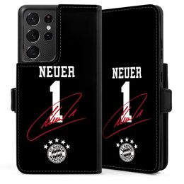 DeinDesign Galaxy S21 Ultra 5G Handy Klapph&uuml;lle Handyh&uuml;lle aus Kunst Leder schwarz Flip Case Fc Bayern M&uuml;nchen Manuel Neuer Fcb Sideflip mit Lasche
