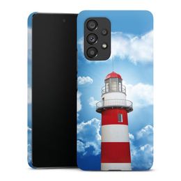 DeinDesign Galaxy A53 5G Handy Premium Case Smartphone Handyh&uuml;lle Schutzh&uuml;lle gl&auml;nzend Sky Lighthouse Cloud Premium Case
