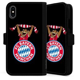 DeinDesign iPhone X Handy Klapph&uuml;lle Handyh&uuml;lle aus Kunst Leder schwarz Flip Case Bernie Official Licensed Product Fc Bayern M&uuml;nchen Sideflip mit langer Lasche