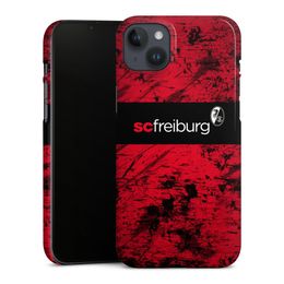 DeinDesign iPhone 14 Plus Handy Premium Case Smartphone Handyh&uuml;lle Schutzh&uuml;lle gl&auml;nzend Official Licensed Product Sc Freiburg Logo Premium Case