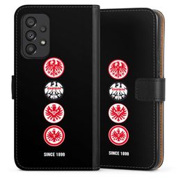 DeinDesign Galaxy A53 5G Handy Klapph&uuml;lle Handyh&uuml;lle aus Kunst Leder schwarz Flip Case Sge Soccer Eintracht Frankfurt Sideflip mit langer Lasche