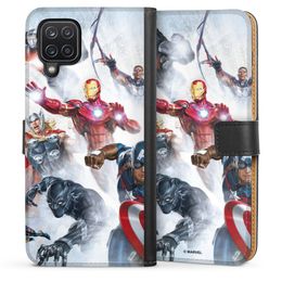 DeinDesign Galaxy A12 Handy Klapph&uuml;lle Handyh&uuml;lle aus Kunst Leder schwarz Flip Case Marvel Avengers Official Licensed Product Sideflip mit langer Lasche