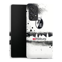 DeinDesign Galaxy A53 5G Handy Premium Case Smartphone Handyh&uuml;lle Schutzh&uuml;lle gl&auml;nzend Logo Sc Freiburg Skyline Premium Case