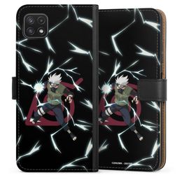 DeinDesign Galaxy A22 5G Handy Klapph&uuml;lle Handyh&uuml;lle aus Kunst Leder schwarz Flip Case Kakashi Naruto Shippuden Official Licensed Product Sideflip mit langer 