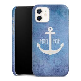 DeinDesign iPhone 12 Handy Premium Case Smartphone Handyh&uuml;lle Schutzh&uuml;lle matt Anchor Maritim Blue Premium Case