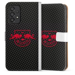 DeinDesign Galaxy A33 5G Handy Klapph&uuml;lle Handyh&uuml;lle aus Kunst Leder wei&szlig; Flip Case Official Licensed Product Carbon Rb Leipzig Sideflip mit Lasche