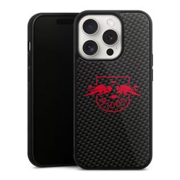 DeinDesign iPhone 15 Pro Handy Gallery Case Handyh&uuml;lle 9H Geh&auml;rtetes Glas R&uuml;ckseite H&uuml;lle Rb Leipzig Official Licensed Product Carbon Gallery Case