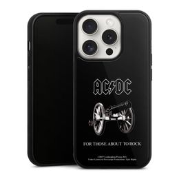 DeinDesign iPhone 15 Pro Handy Gallery Case Handyh&uuml;lle 9H Geh&auml;rtetes Glas R&uuml;ckseite H&uuml;lle Music Acdc Merchandise Gallery Case