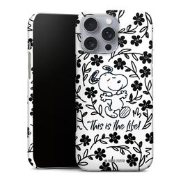 DeinDesign iPhone 16 Pro Max Handy Premium Case Smartphone Handyh&uuml;lle Schutzh&uuml;lle gl&auml;nzend Peanuts Flowers Snoopy Premium Case