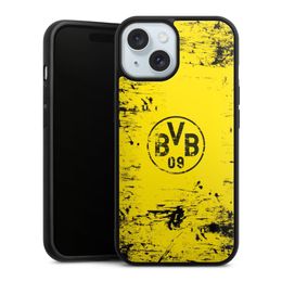 DeinDesign iPhone 15 Handy Gallery Case Handyh&uuml;lle 9H Geh&auml;rtetes Glas R&uuml;ckseite H&uuml;lle Bvb Official Licensed Product Borussia Dortmund Gallery Case