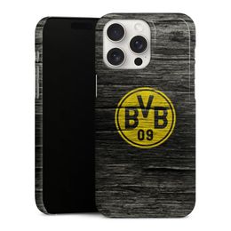 DeinDesign iPhone 15 Pro Max Handy Premium Case Smartphone Handyh&uuml;lle Schutzh&uuml;lle gl&auml;nzend Wooden Look Bvb Borussia Dortmund Premium Case