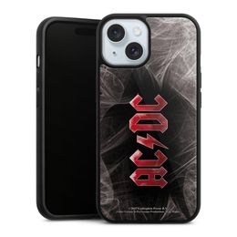 DeinDesign iPhone 15 Handy Gallery Case Handyh&uuml;lle 9H Geh&auml;rtetes Glas R&uuml;ckseite H&uuml;lle Merchandise Acdc Logo Gallery Case