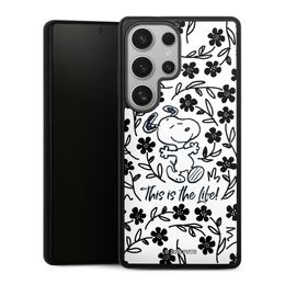 DeinDesign Galaxy S25 Ultra Handy Gallery Case Handyh&uuml;lle 9H Geh&auml;rtetes Glas R&uuml;ckseite H&uuml;lle Peanuts Flowers Snoopy Gallery Case