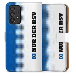 DeinDesign Galaxy A33 5G Handy Klapph&uuml;lle Handyh&uuml;lle aus Kunst Leder wei&szlig; Flip Case Logo Transparent Hsv Sideflip mit Lasche