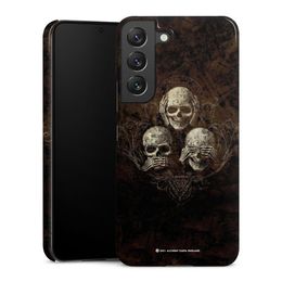 DeinDesign Galaxy S22 Handy Premium Case Smartphone Handyh&uuml;lle Schutzh&uuml;lle gl&auml;nzend Gothic Art Skulls Premium Case
