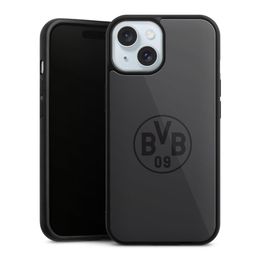 DeinDesign iPhone 15 Handy Gallery Case Handyh&uuml;lle 9H Geh&auml;rtetes Glas R&uuml;ckseite H&uuml;lle Bvb Borussia Dortmund Logo Gallery Case