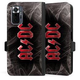 DeinDesign Xiaomi Redmi Note 10 Pro Handy Klapph&uuml;lle Handyh&uuml;lle aus Kunst Leder schwarz Flip Case Logo Acdc Merchandise Sideflip mit langer Lasche