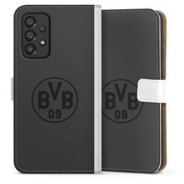 DeinDesign Galaxy A33 5G Handy Klapph&uuml;lle Handyh&uuml;lle aus Kunst Leder wei&szlig; Flip Case Borussia Dortmund Bvb Logo Sideflip mit Lasche