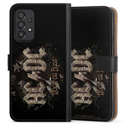 DeinDesign Galaxy A33 5G Handy Klapph&uuml;lle Handyh&uuml;lle aus Kunst Leder schwarz Flip Case Rock Or Bust Official Licensed Product Acdc Sideflip mit langer Lasche