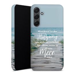 DeinDesign Galaxy A35 5G Handy Premium Case Smartphone Handyh&uuml;lle Schutzh&uuml;lle matt Statement Beach Spruch Premium Case