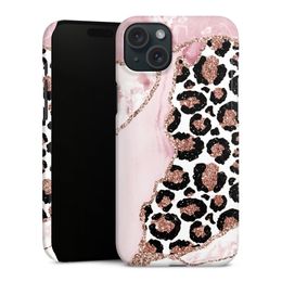 DeinDesign iPhone 15 Plus Handy Premium Case Smartphone Handyh&uuml;lle Schutzh&uuml;lle gl&auml;nzend Leopard Glitzer Marble Premium Case