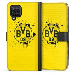 DeinDesign Galaxy A12 Handy Klapph&uuml;lle Handyh&uuml;lle aus Kunst Leder schwarz Flip Case Official Licensed Product Bvb Borussia Dortmund Sideflip mit langer Lasche