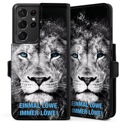 DeinDesign Galaxy S21 Ultra 5G Handy Klapph&uuml;lle Handyh&uuml;lle aus Kunst Leder schwarz Flip Case Official Licensed Product Tsv 1860 M&uuml;nchen Lion Sideflip mit Lasche