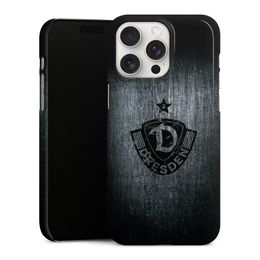 DeinDesign iPhone 15 Pro Max Handy Premium Case Smartphone Handyh&uuml;lle Schutzh&uuml;lle gl&auml;nzend Sg Dynamo Dresden Official Licensed Product Vintage Premium Case