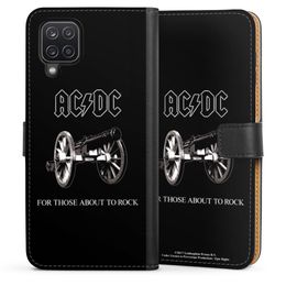 DeinDesign Galaxy A12 Handy Klapph&uuml;lle Handyh&uuml;lle aus Kunst Leder schwarz Flip Case Music Acdc Merchandise Sideflip mit langer Lasche