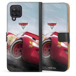 DeinDesign Galaxy A12 Handy Klapph&uuml;lle Handyh&uuml;lle aus Kunst Leder schwarz Flip Case Lightning Mcqueen 95 Official Licensed Product Cars Sideflip mit langer 