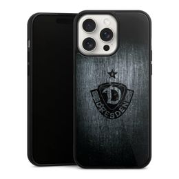DeinDesign iPhone 15 Pro Max Handy Gallery Case Handyh&uuml;lle 9H Geh&auml;rtetes Glas R&uuml;ckseite H&uuml;lle Sg Dynamo Dresden Official Licensed Product Vintage Gallery Case