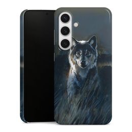 DeinDesign Galaxy S24 Handy Premium Case Smartphone Handyh&uuml;lle Schutzh&uuml;lle gl&auml;nzend Wolf Painting Nature Premium Case