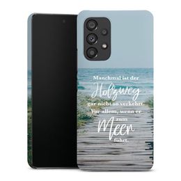 DeinDesign Galaxy A53 5G Handy Premium Case Smartphone Handyh&uuml;lle Schutzh&uuml;lle matt Statement Beach Spruch Premium Case