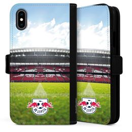 DeinDesign iPhone X Handy Klapph&uuml;lle Handyh&uuml;lle aus Kunst Leder schwarz Flip Case Stadium Rb Leipzig Official Licensed Product Sideflip mit langer Lasche