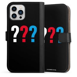DeinDesign iPhone 13 Pro Max Handy Klapph&uuml;lle Handyh&uuml;lle aus Kunst Leder schwarz Flip Case Official Licensed Product Die Drei ??? Logo Sideflip mit langer Lasche