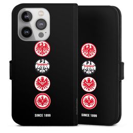 DeinDesign iPhone 14 Pro Handy Klapph&uuml;lle Handyh&uuml;lle aus Kunst Leder schwarz Flip Case Eintracht Frankfurt Soccer Sge Sideflip mit langer Lasche
