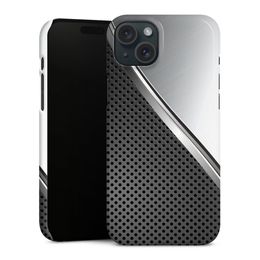 DeinDesign iPhone 15 Plus Handy Premium Case Smartphone Handyh&uuml;lle Schutzh&uuml;lle gl&auml;nzend Steel Metall Carbon Premium Case