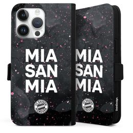 DeinDesign iPhone 14 Pro Max Handy Klapph&uuml;lle Handyh&uuml;lle aus Kunst Leder schwarz Flip Case Mia San Mia Girl Style Fc Bayern M&uuml;nchen Sideflip mit Lasche