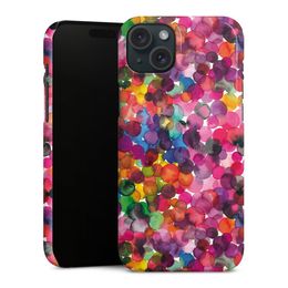 DeinDesign iPhone 15 Plus Handy Premium Case Smartphone Handyh&uuml;lle Schutzh&uuml;lle gl&auml;nzend Water Colour Colourful Points Premium Case