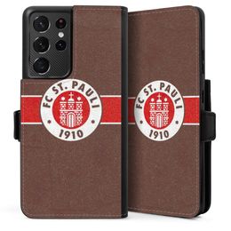 DeinDesign Galaxy S21 Ultra 5G Handy Klapph&uuml;lle Handyh&uuml;lle aus Kunst Leder schwarz Flip Case Fc St. Pauli Logo Official Licensed Product Sideflip mit Lasche