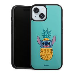 DeinDesign iPhone 15 Handy Gallery Case Handyh&uuml;lle 9H Geh&auml;rtetes Glas R&uuml;ckseite H&uuml;lle Disney Lilo & Stitch Pineapple Gallery Case