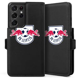 DeinDesign Galaxy S21 Ultra 5G Handy Klapph&uuml;lle Handyh&uuml;lle aus Kunst Leder schwarz Flip Case Official Licensed Product Transparent Rb Leipzig Sideflip mit Lasche