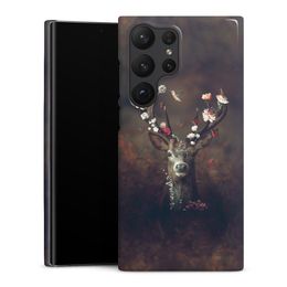 DeinDesign Galaxy S23 Ultra Handy Premium Case Smartphone Handyh&uuml;lle Schutzh&uuml;lle gl&auml;nzend Reindeer Flowers Rehe Premium Case
